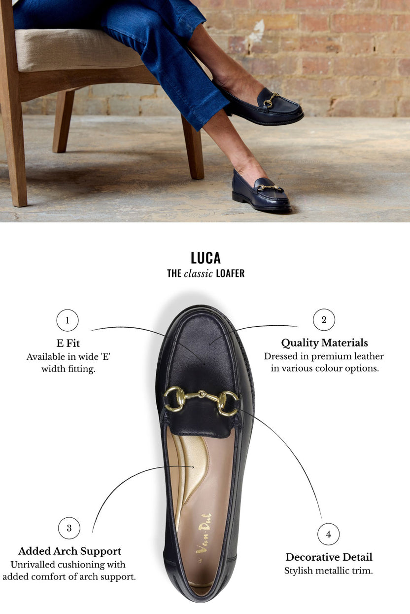 Essential Comfort Flats LUCA - Black Leather – Van-Dal Shoes